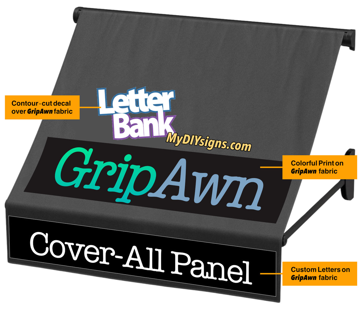 GripAwn AWNING DECALS Self-Adhesive Fabric Panels – LetterBank | MyDIYsigns