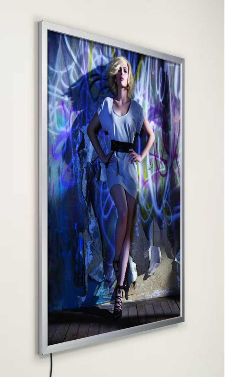 18" x 24" Wall Mounted Backlit Poster Frame, Snap Open, Illuminated ...