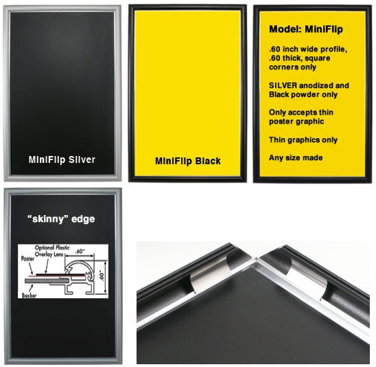 Mini Flip-Open Frames 0.6" Snap-Open Sign Frames in anodized aluminum ...